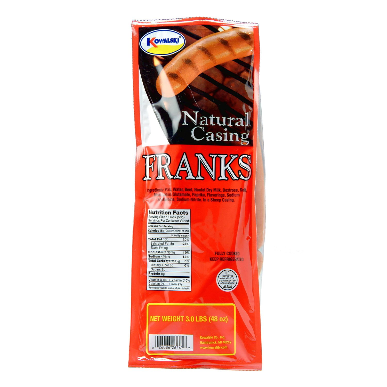 Kowalski Natural Casing Franks (3 lb.) - Samsclub.com