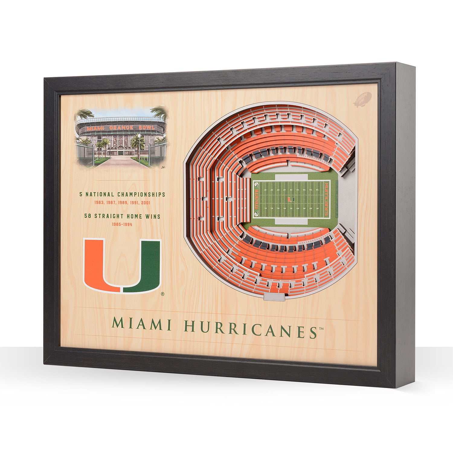 YouTheFan Miami Hurricanes 25-Layer Football Stadium View 3D Wall Art ...