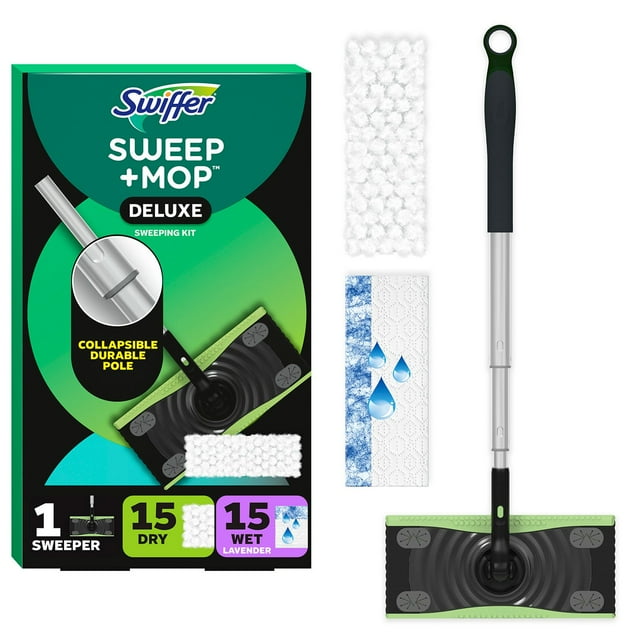 Swiffer Sweep + Mop Deluxe Sweeping Kit, 1 Device + 15 Sweep Refills ...