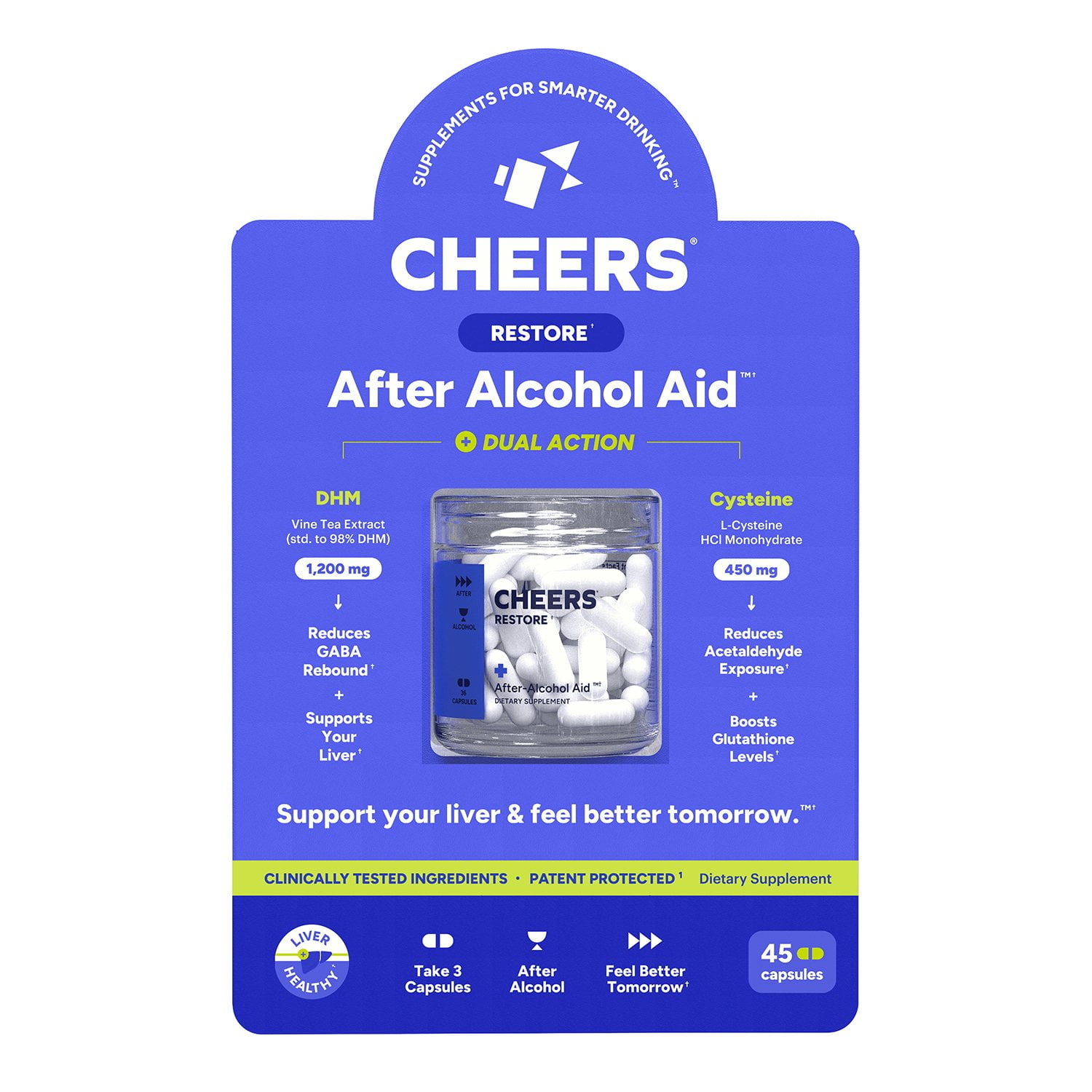Cheers Restore After Alcohol Aid, 45 ct. - Samsclub.com