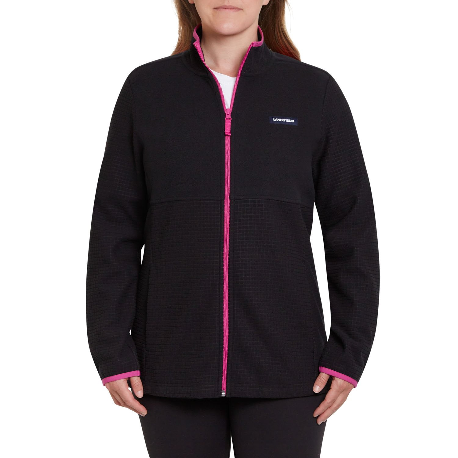 Lands' End Ladies Grid Fleece Zip Up Jacket - Samsclub.com