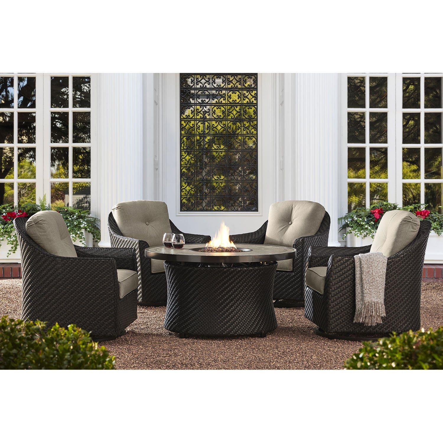 Member's Mark Heritage Fire Pit Chat Set with Sunbrella Fabric, 5pc ...