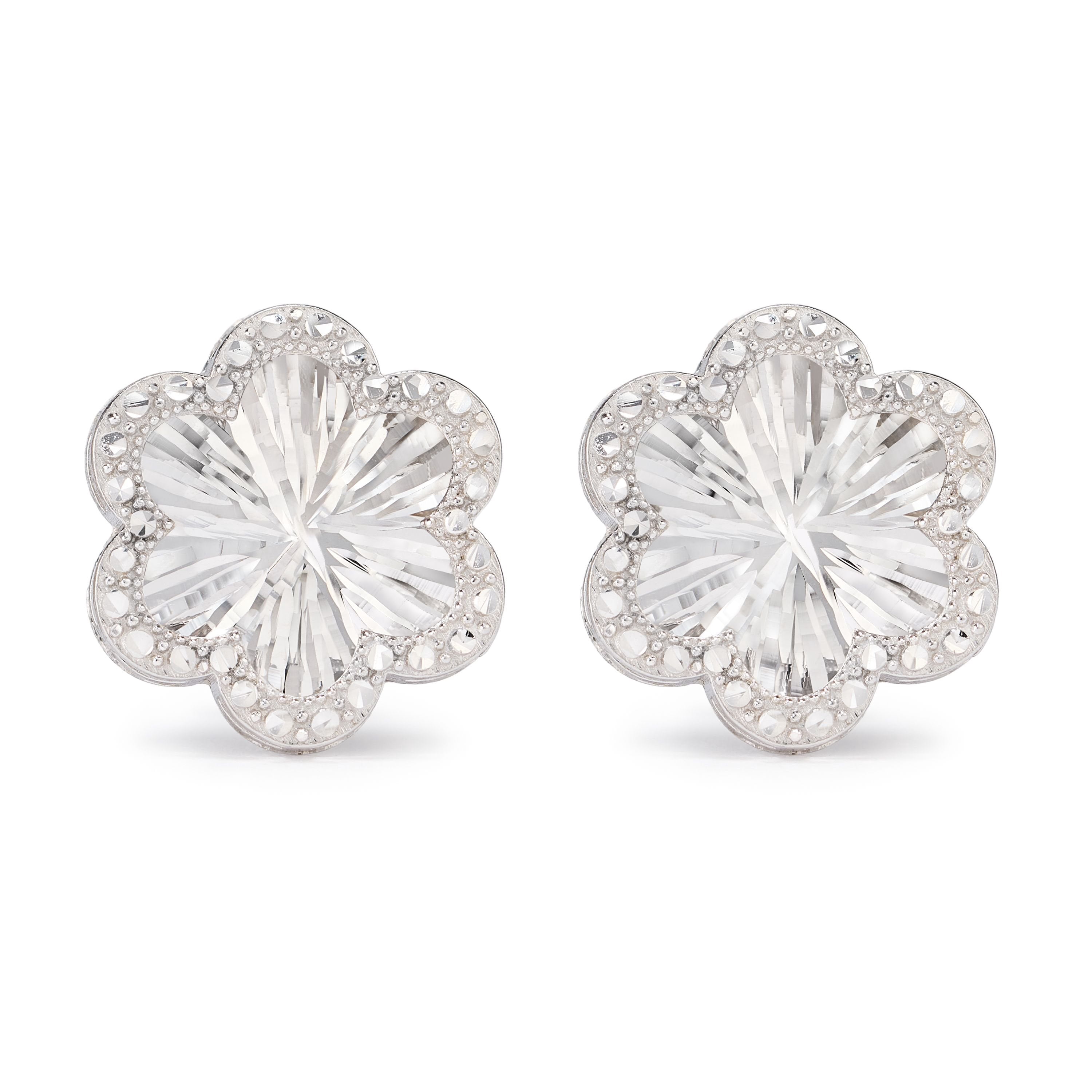 Diamond Cut Halo Flower Stud Earring in 14K Gold - Samsclub.com