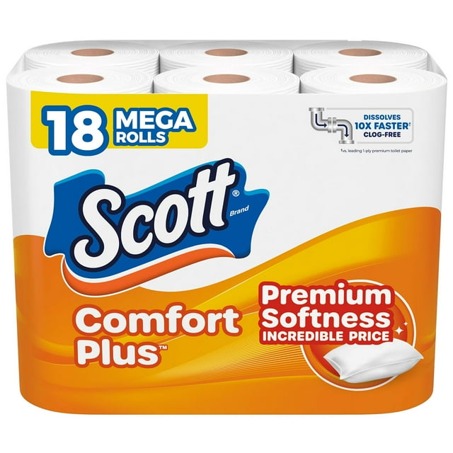 Scott Comfort Plus 1-Ply Toilet Paper, 18 rolls, 310 sheets/roll ...