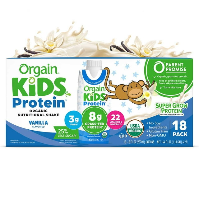 Orgain Kids 8g Protein Organic Nutritional Shake, Vanilla, 8 fl. oz ...