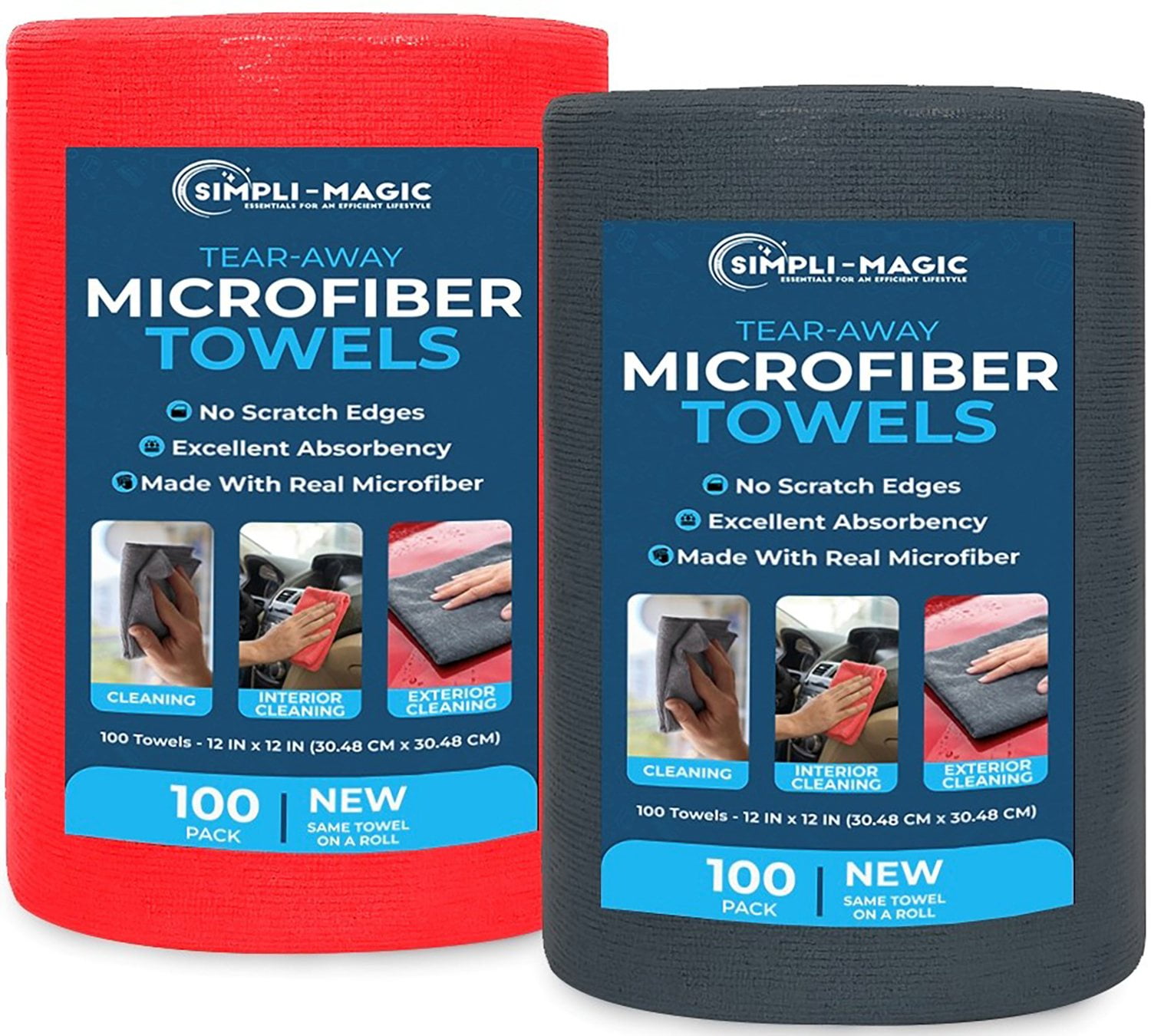 Simpli-Magic Tear Away Microfiber Towel Roll (200 or 1200 Count ...