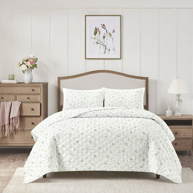 Laura Ashley 3-Piece Reversible Soft Quilt Set, Assorted Sizes ...