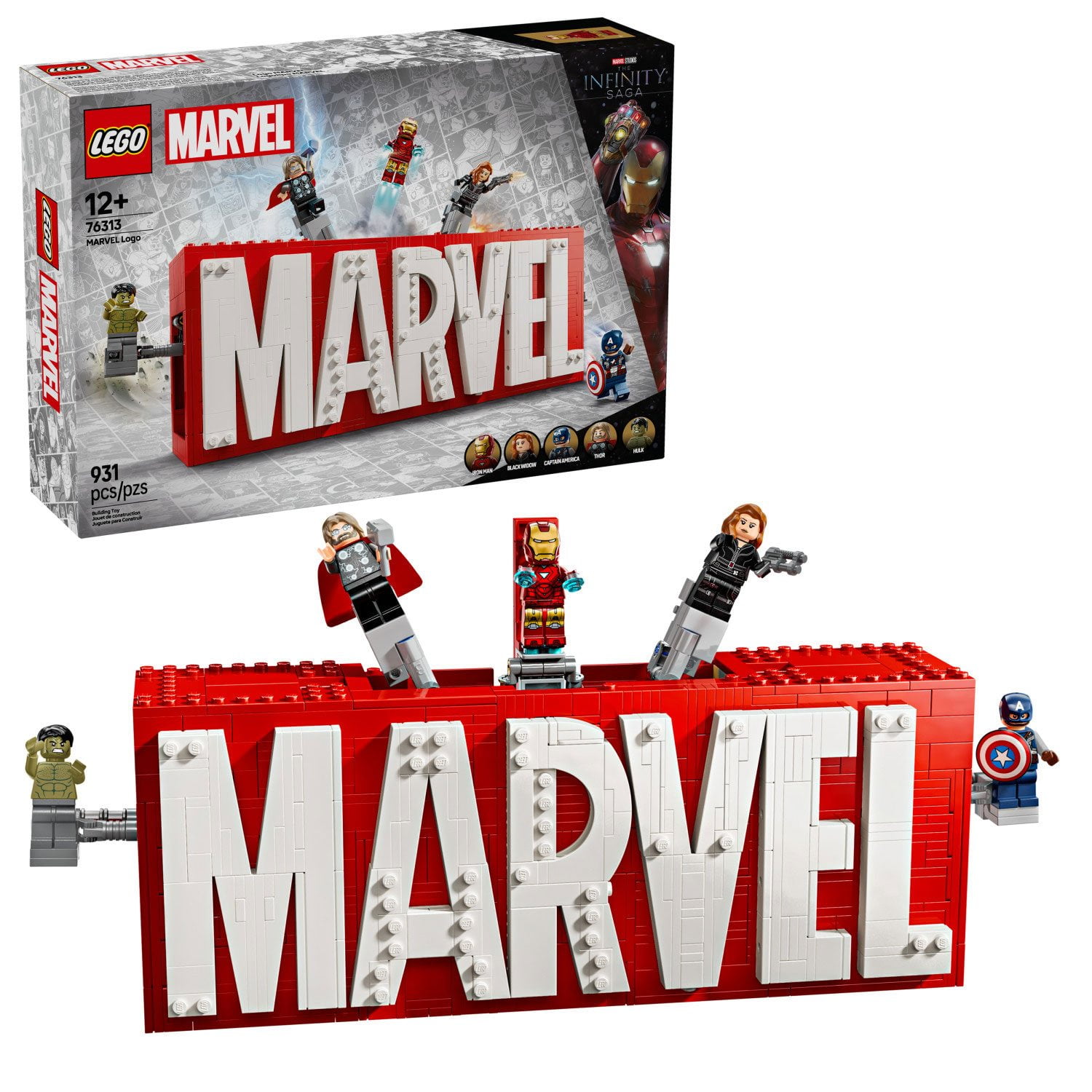 LEGO Marvel: MARVEL Logo & Minifigures Building Toy, 931 pcs ...