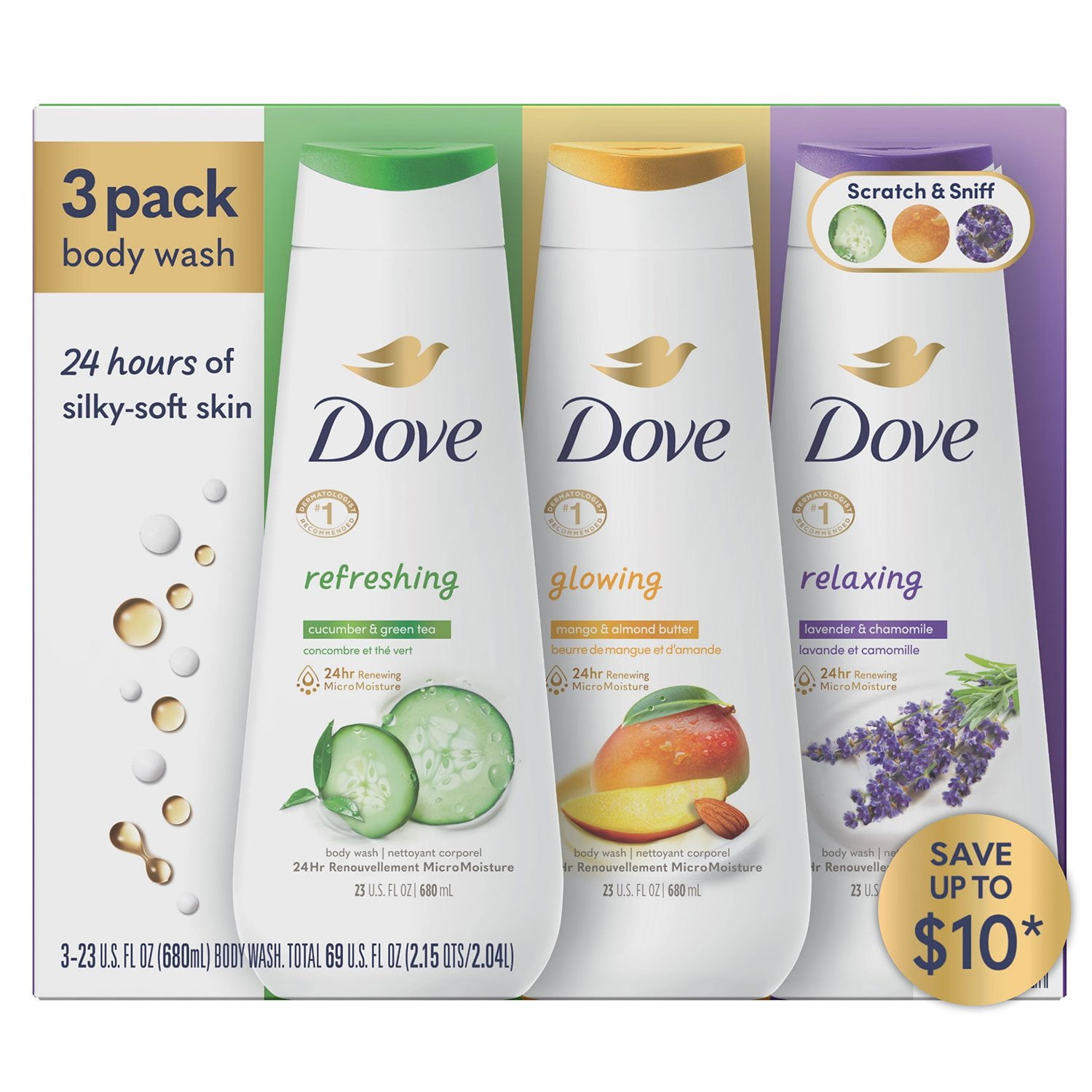Dove Refresh, Glow & Relax Body Wash Collection 23 fl. oz., 3 pk ...