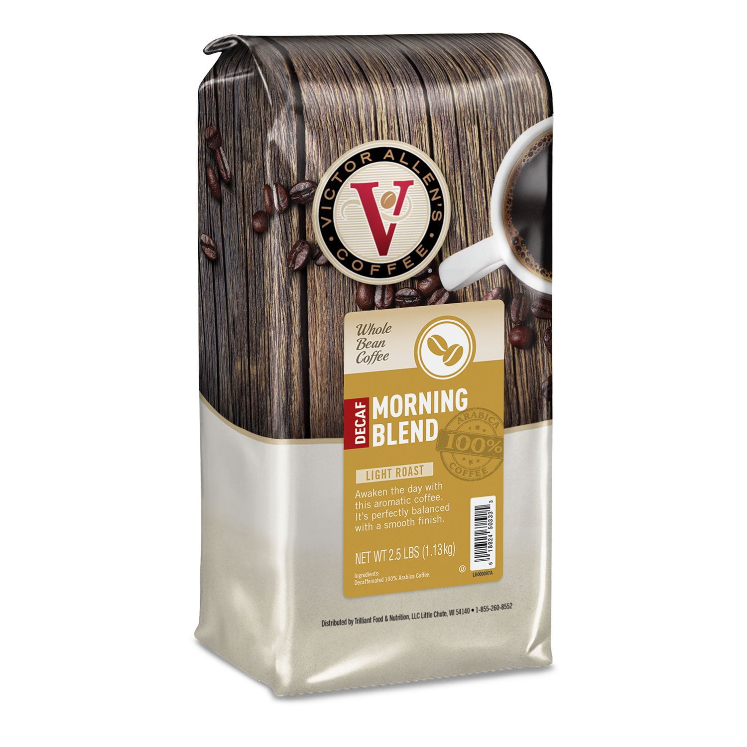 Victor Allen's Decaf Light Roast Whole Bean Coffee, Morning Blend, 40 ...