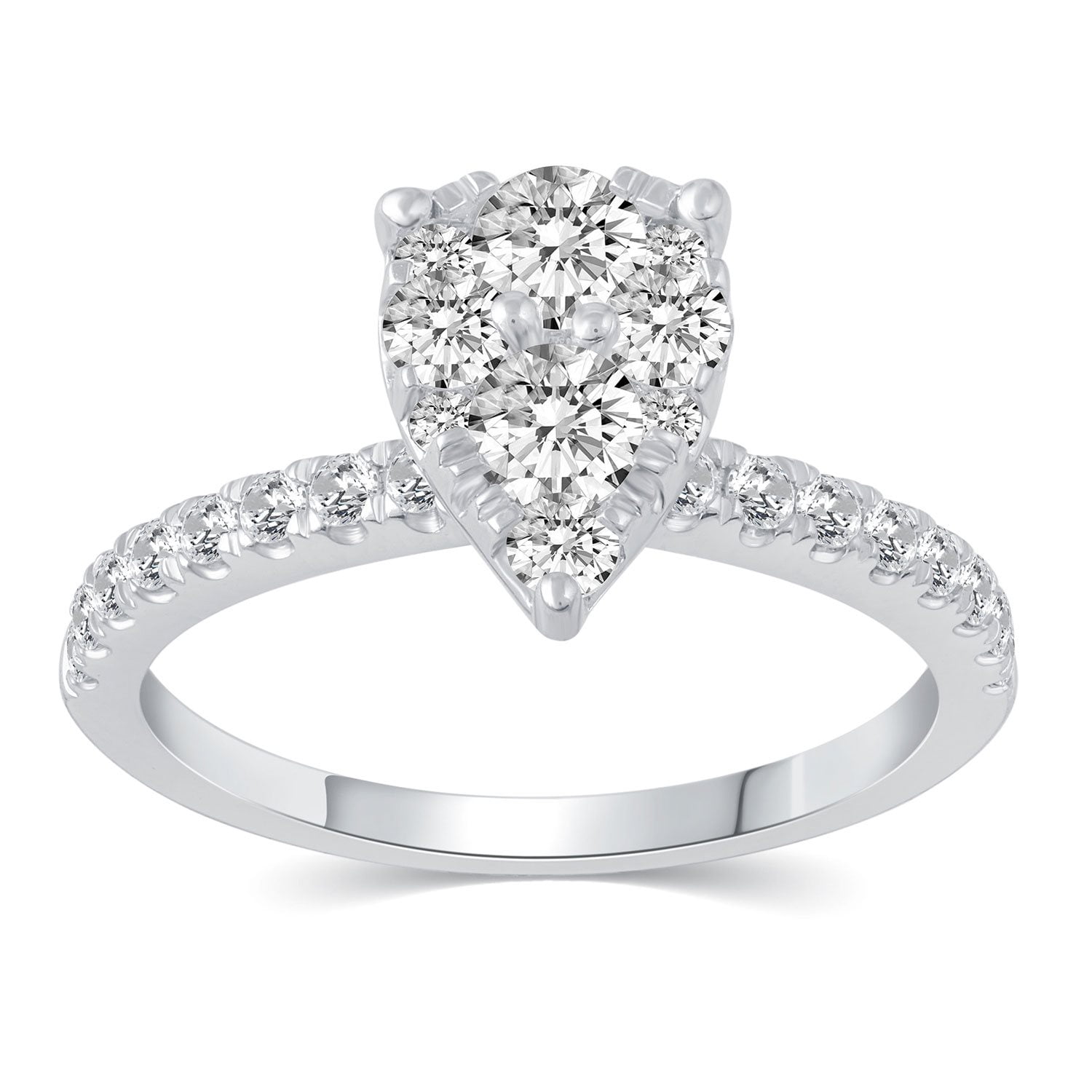 1.00 CT. T.W. Diamond Grand Pear Shaped Composite Engagement Ring in ...