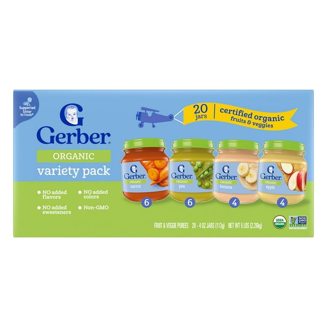 Gerber 1st Foods Organic Baby Food, Fruit & Veggie Value Pack, 4 oz ...