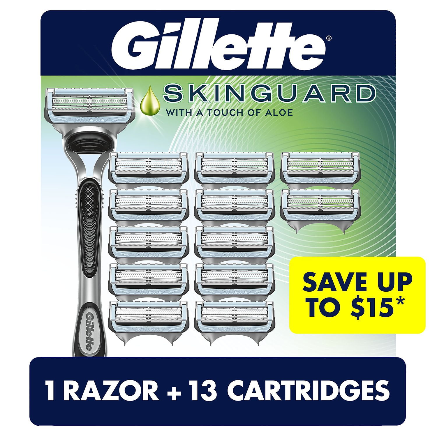 Gillette SkinGuard Men's Razor Handle + 13 Blade Cartridges - Samsclub.com