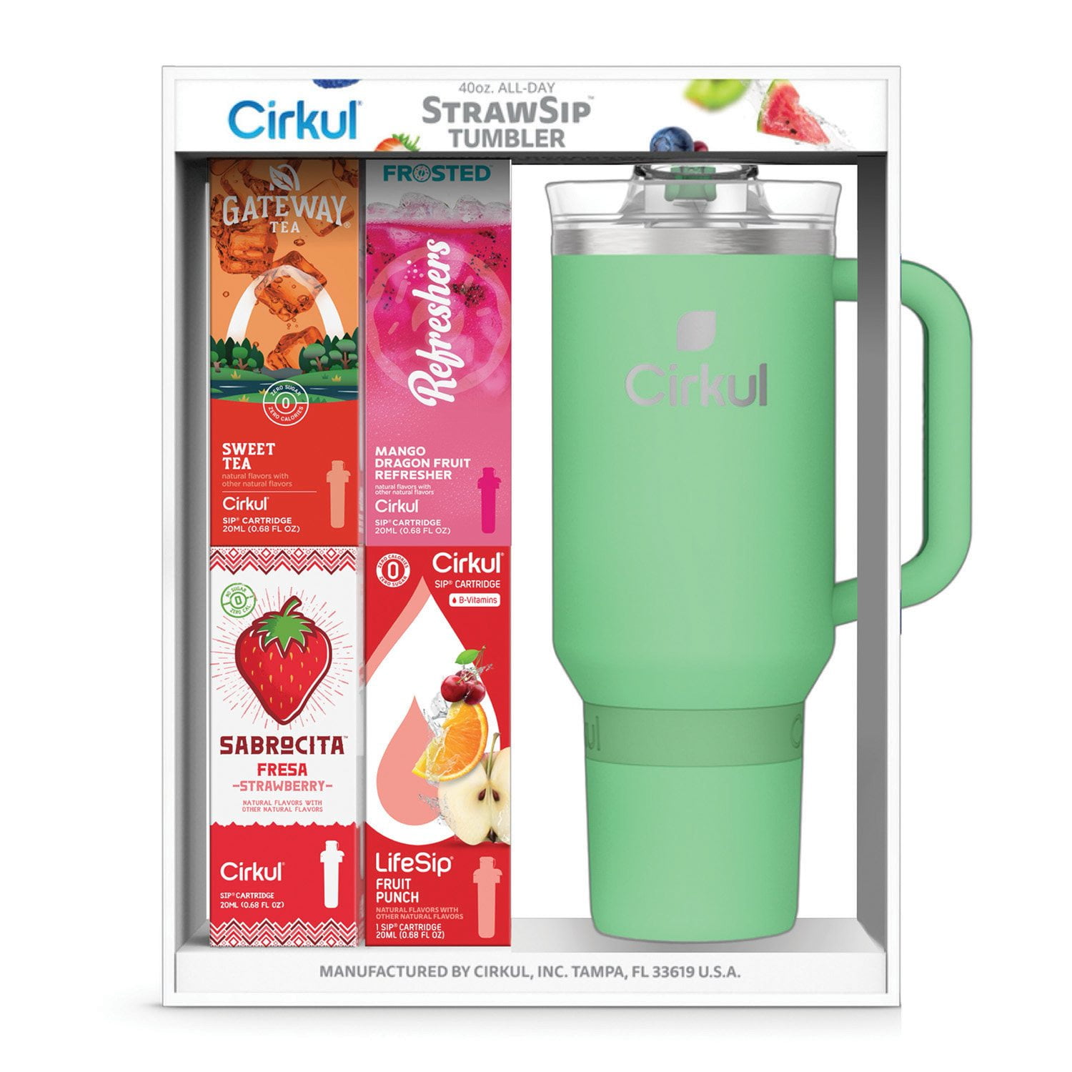 Cirkul 40oz Raindrop Tumbler Starter Kit + 4 Flavor Cartridges ...