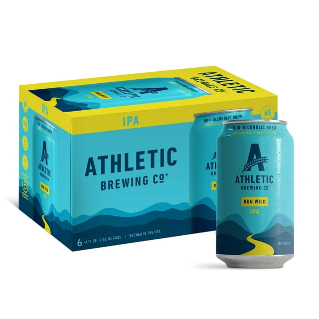 Athletic Brewing Run Wild IPA Non-Alcoholic Ale Beer, 12 fl. oz. can, 6 ...