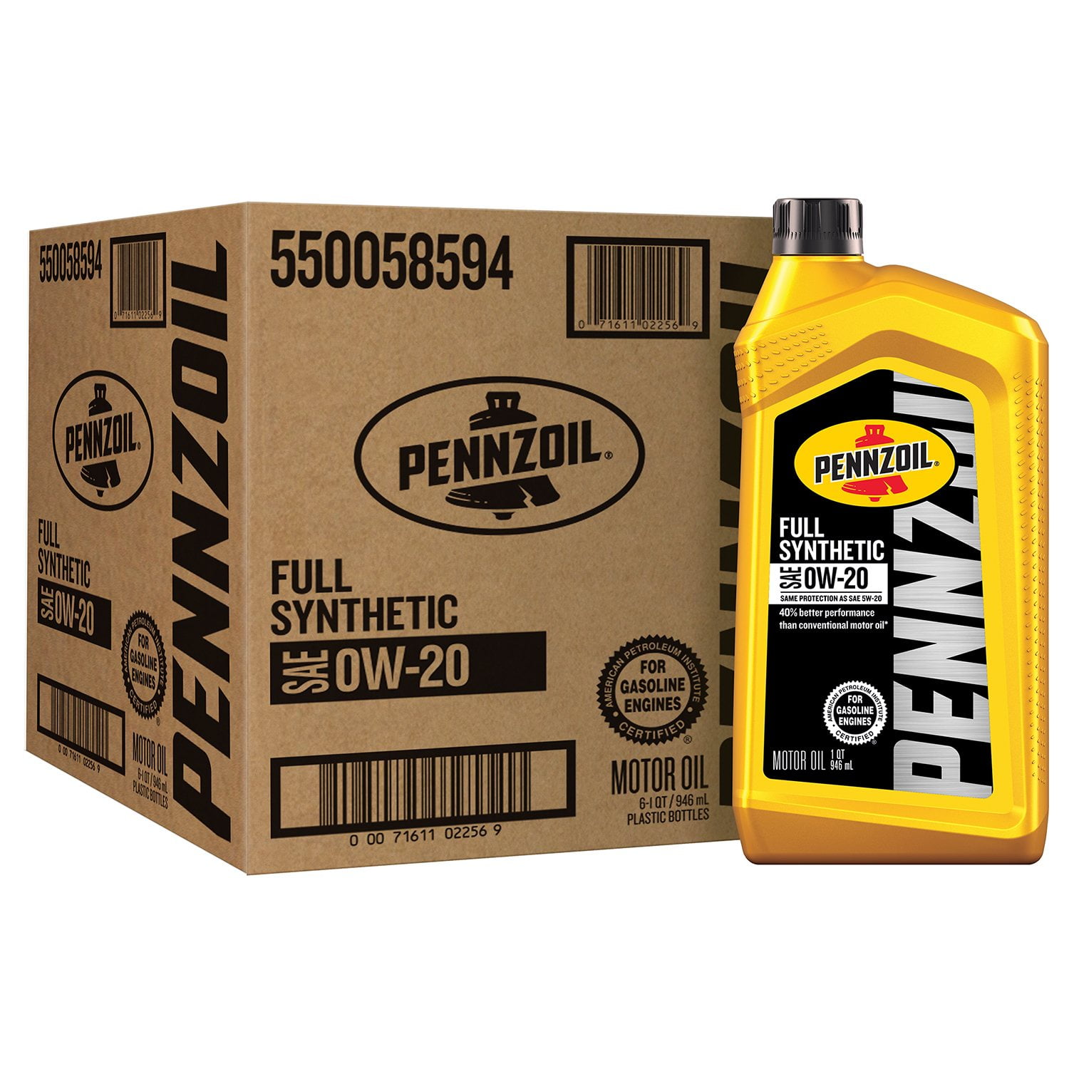 Pennzoil Full Synthetic 0W-20 Motor Oil 6 Pack/1 Quart Bottles ...