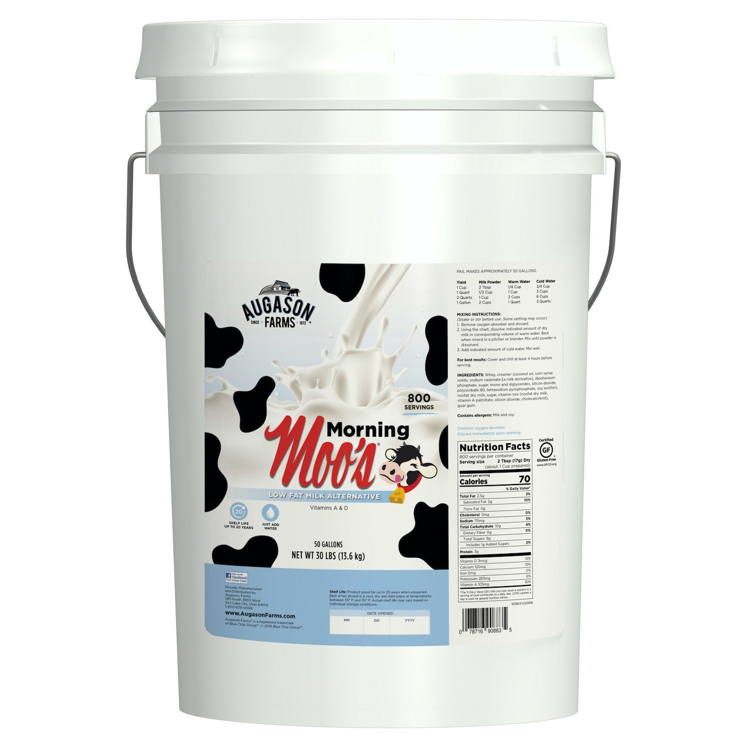 Augason Farms Morning Moo's Low-Fat Milk Alternative (30 lb. pail ...