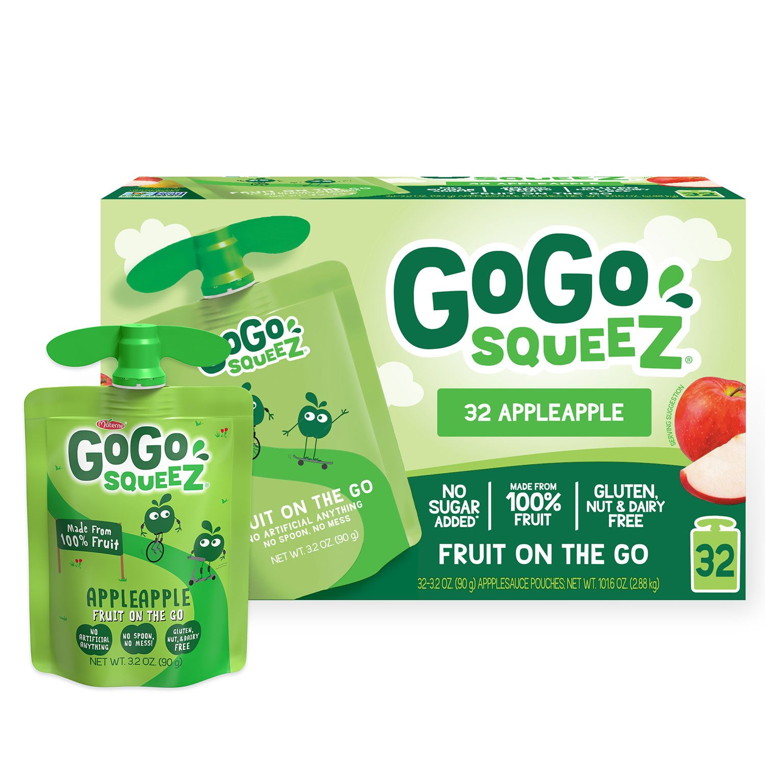GoGo SqueeZ Applesauce Pouches, Apple Apple, 3.2 oz., 32 ct. - Samsclub.com