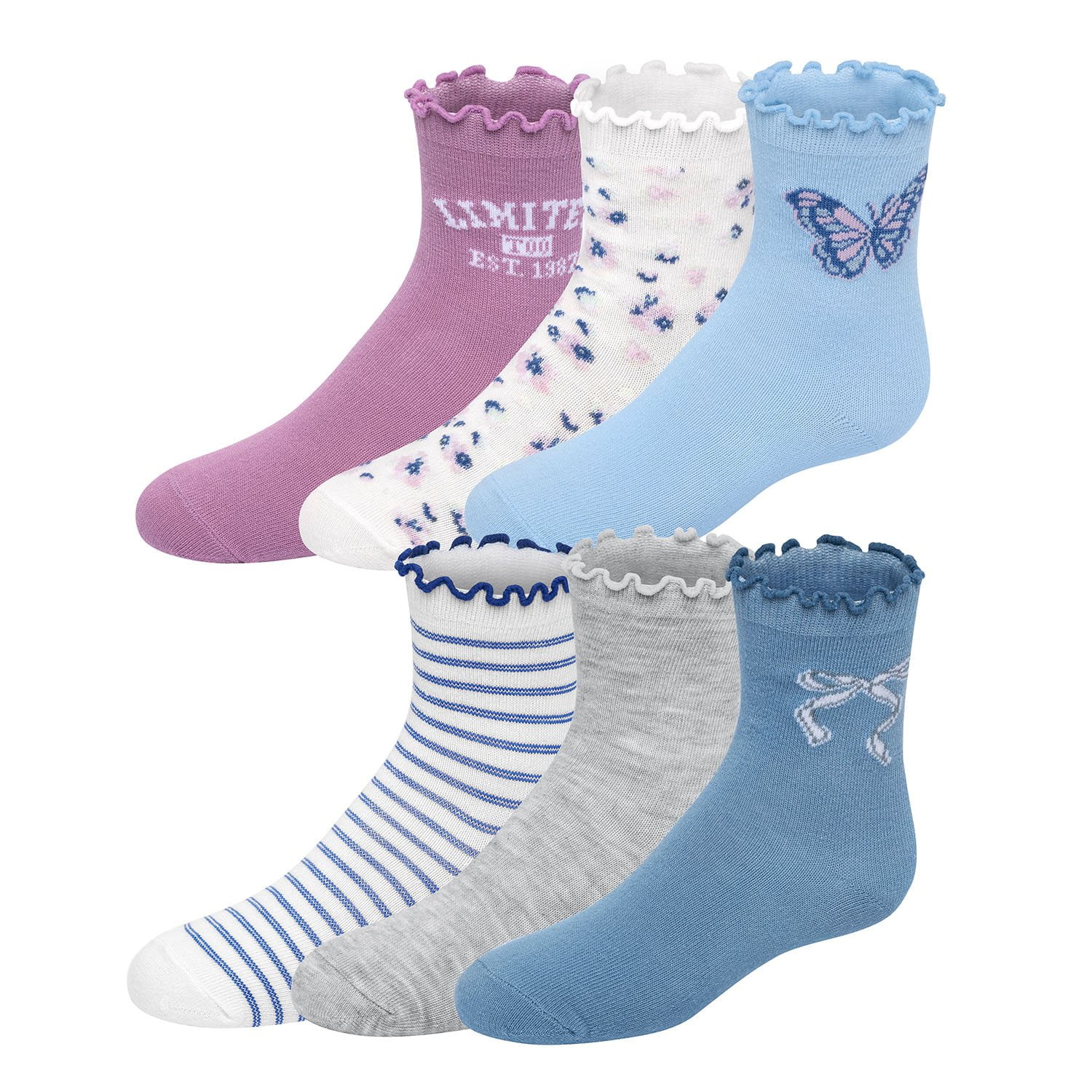 Limited Too Girls 6-Pack Lettuce Edge Quarter Crew Sock - Samsclub.com