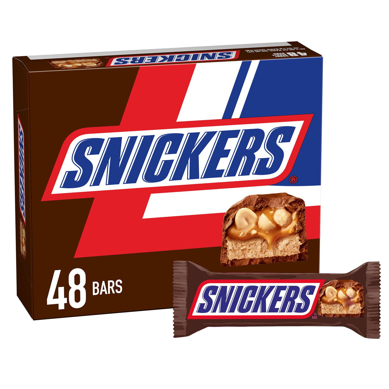 Snickers Milk Chocolate Candy Bars, Full Size, 1.86 oz., 48 pk ...