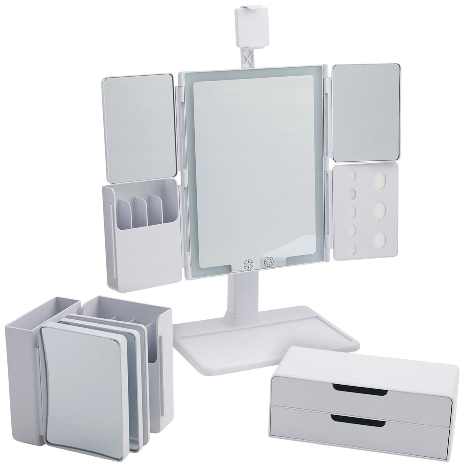 GloTech Configurable Beauty Station LED Mirror, White - Samsclub.com