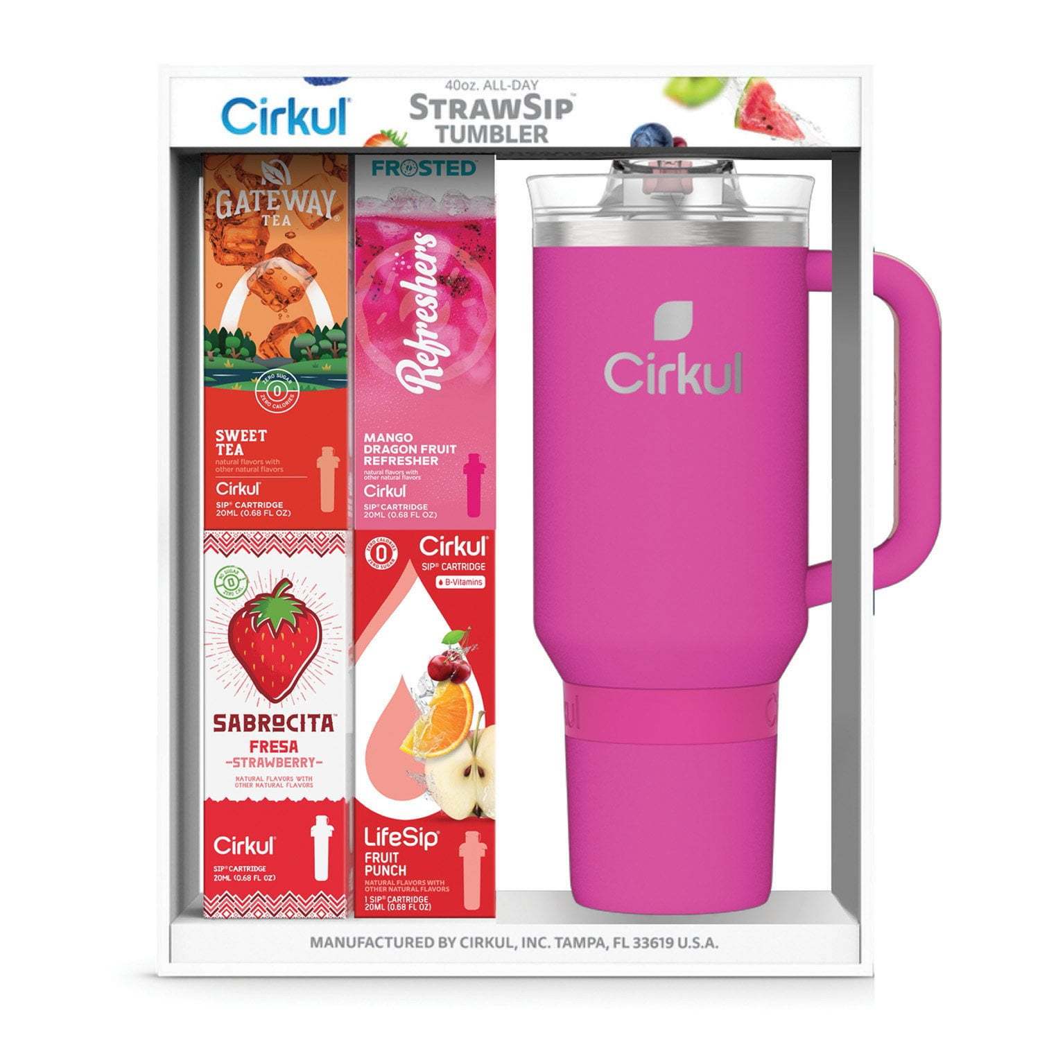 Cirkul 40oz Raindrop Tumbler Starter Kit + 4 Flavor Cartridges ...