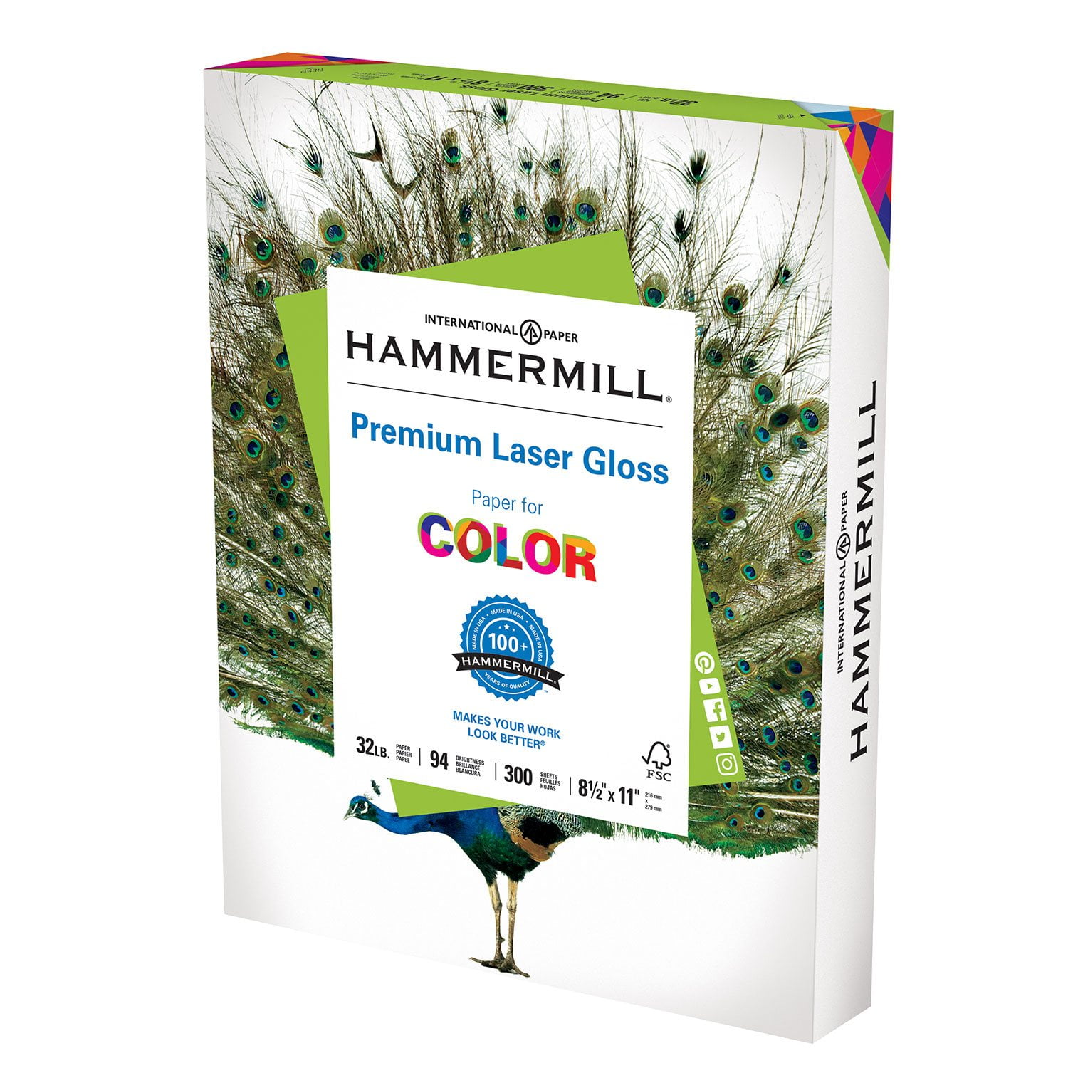 Hammermill - Color Laser Gloss Paper, 32lb, 94 Bright, 8-1/2 x 11 ...
