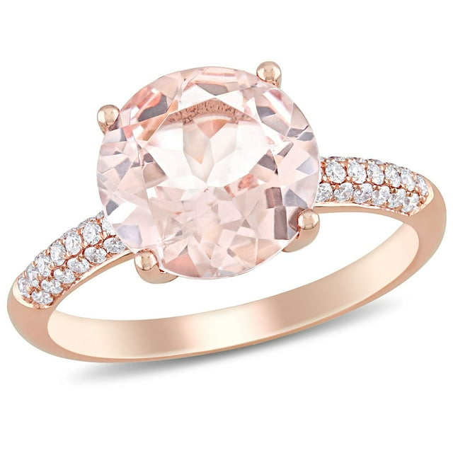Morganite & 0.17 CT. T.W. Diamond Ring in 14K Gold - Samsclub.com