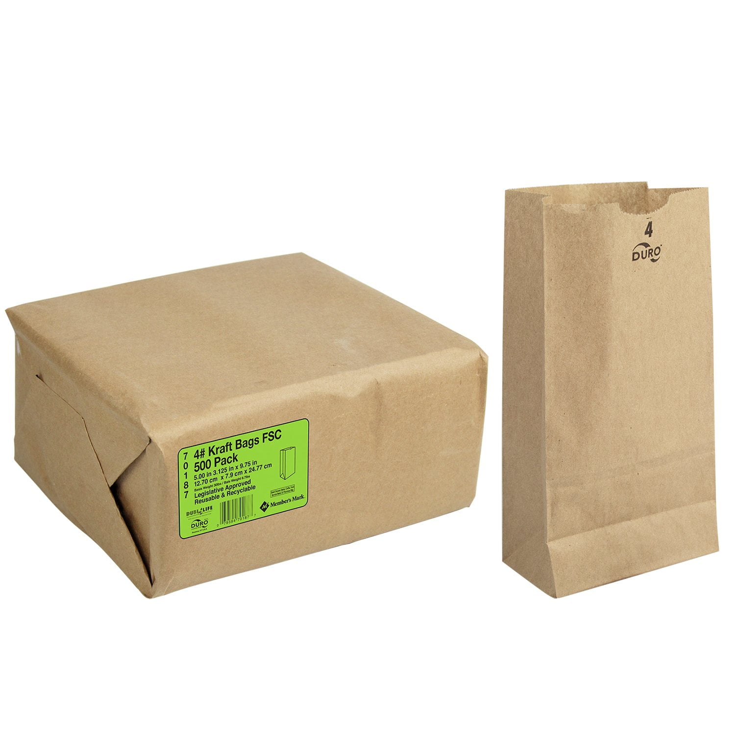 Duro Bag 4# Kraft Brown Paper Bags (500ct.) - Samsclub.com
