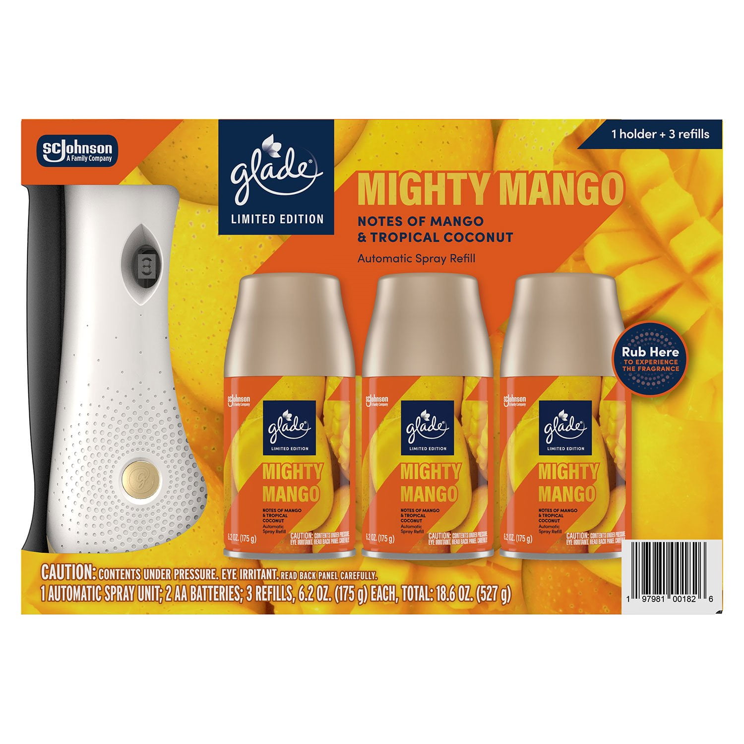 Glade Automatic Spray Air Freshener, Mighty Mango, 1 Device + 3 Refills ...