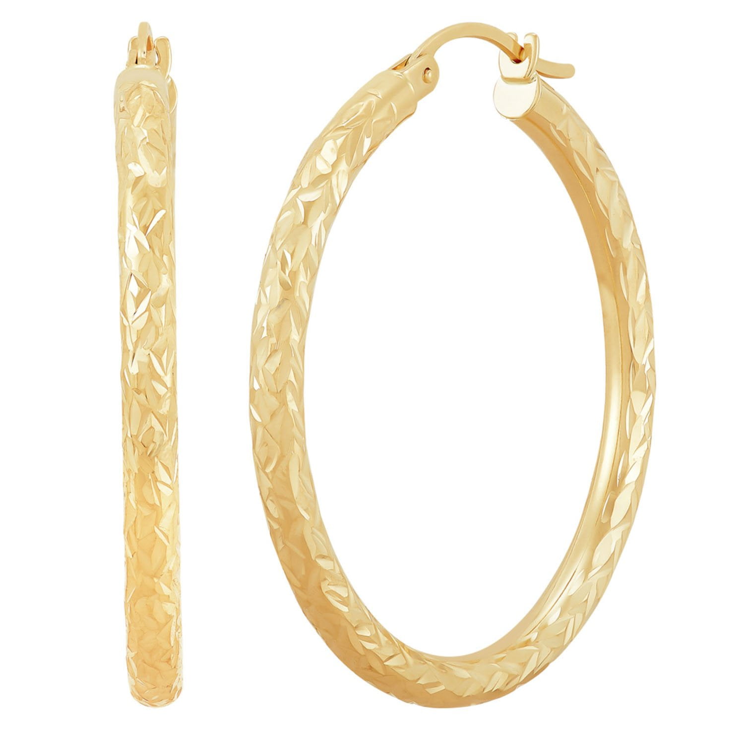 Crystal Cut Round Hoop Earrings in 14K Gold - Samsclub.com