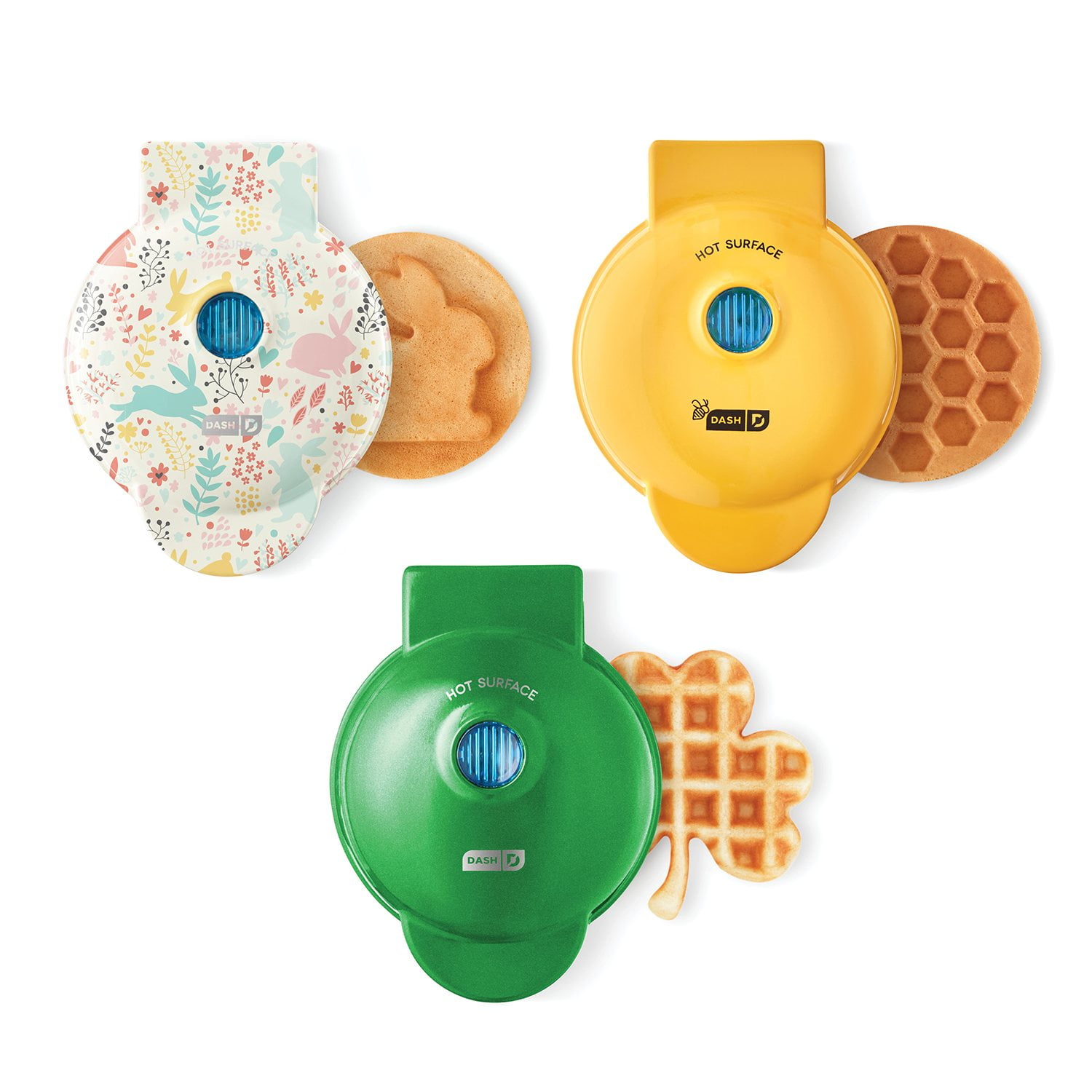 Dash Spring Mini Waffle Set of 3, Bunny, Shamrock and Honeycomb Web ...