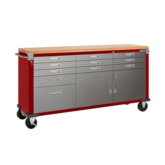 Seville Classics UltraHD 11 Drawer Rolling Workbench, 77" W x 20" D x ...
