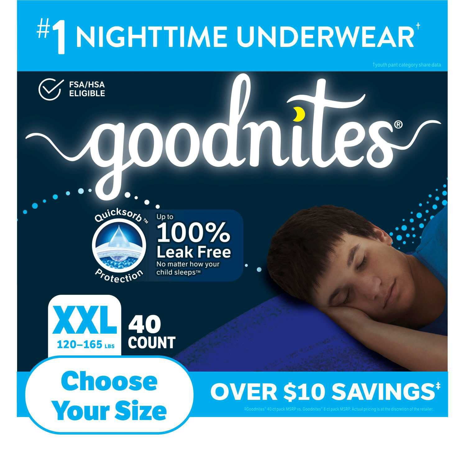 Goodnites Nighttime Bedwetting Underwear for Boys, Sizes Extra Small ...