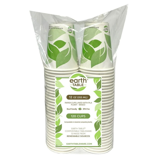 Earth Table Compostable Paper Cups 12 fl. oz., 120 ct. - Samsclub.com