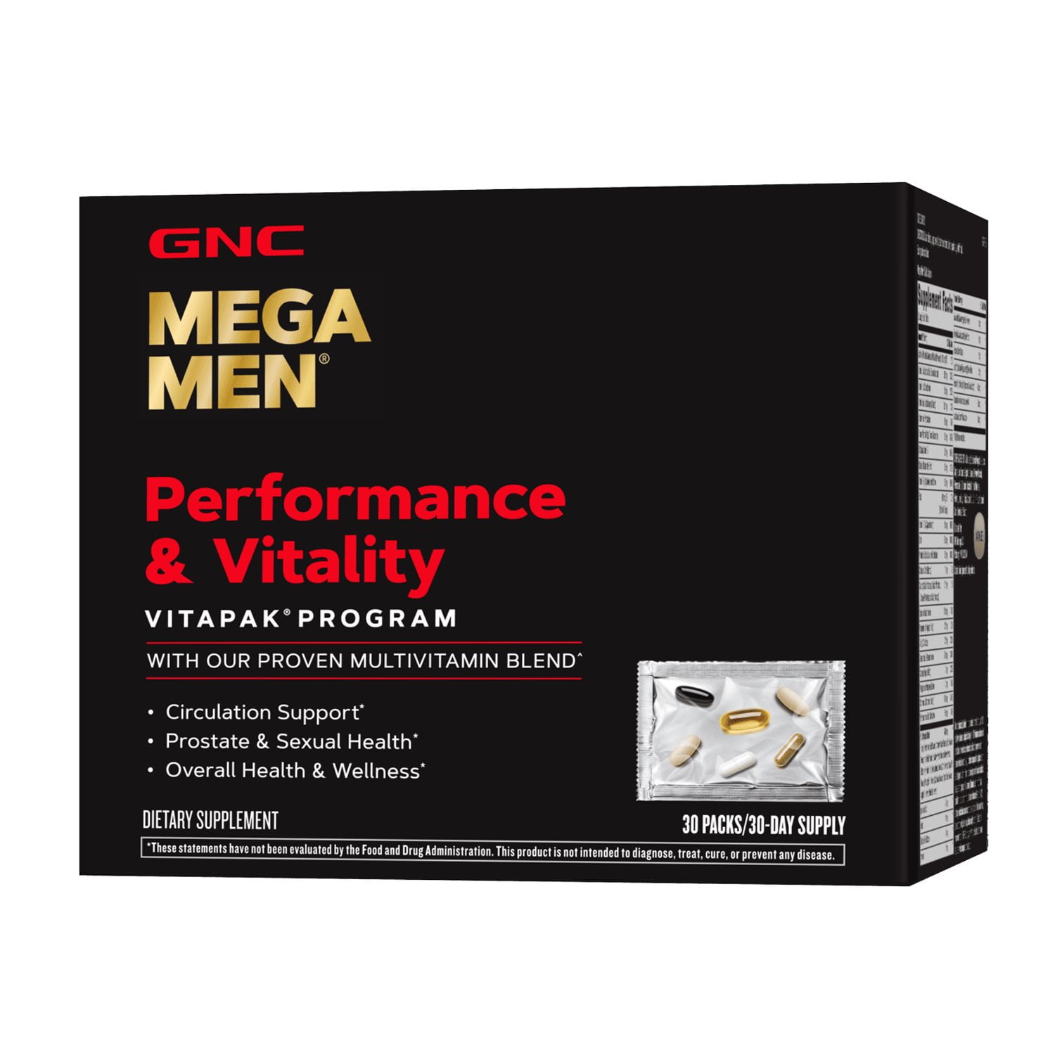 GNC Mega Men Performance and Vitality Vitapak Program, 30 ct ...