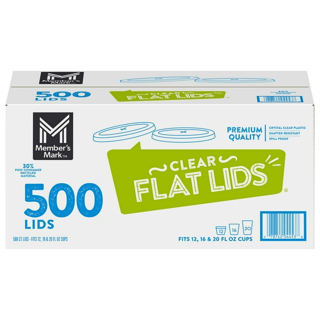 Member's Mark Clear Flat Plastic Lids with Straw Slot 500 ct ...