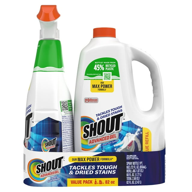 Shout Advanced Action Gel Laundry Stain Remover, 22 oz. Trigger & 60 oz ...