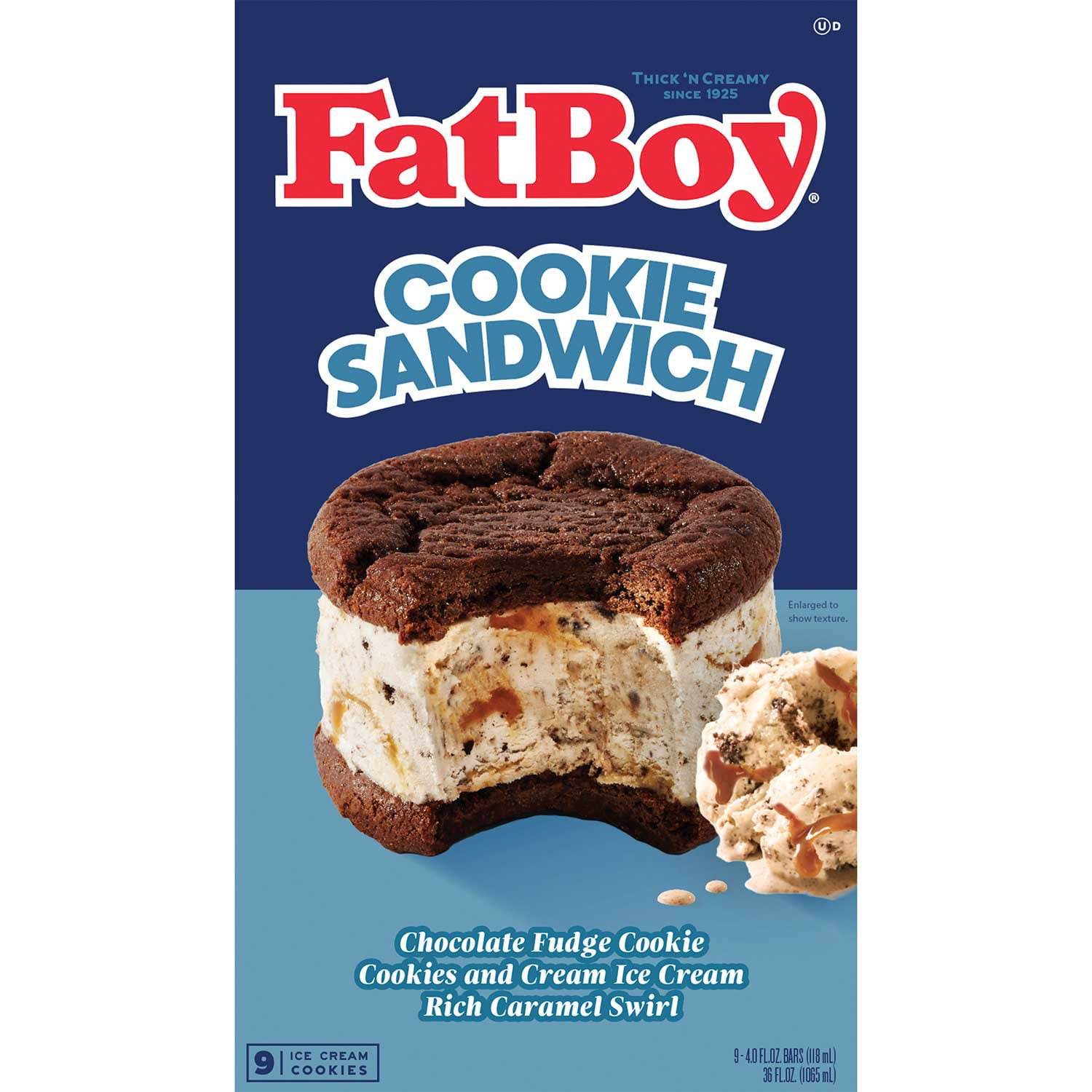 FatBoy Caramel Cookies 'N Cream Cookie Sandwiches, Frozen, 9 ct ...