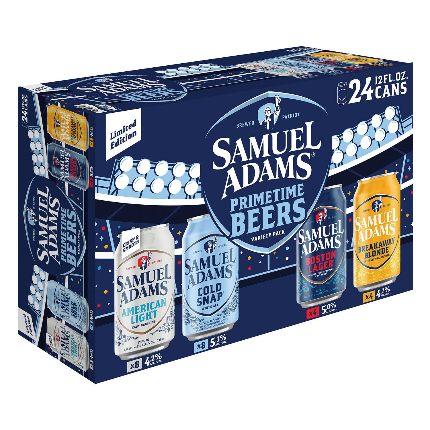 Samuel Adams Seasonal Primetime Ale and Lager Beer Variety Pack, 12 fl ...