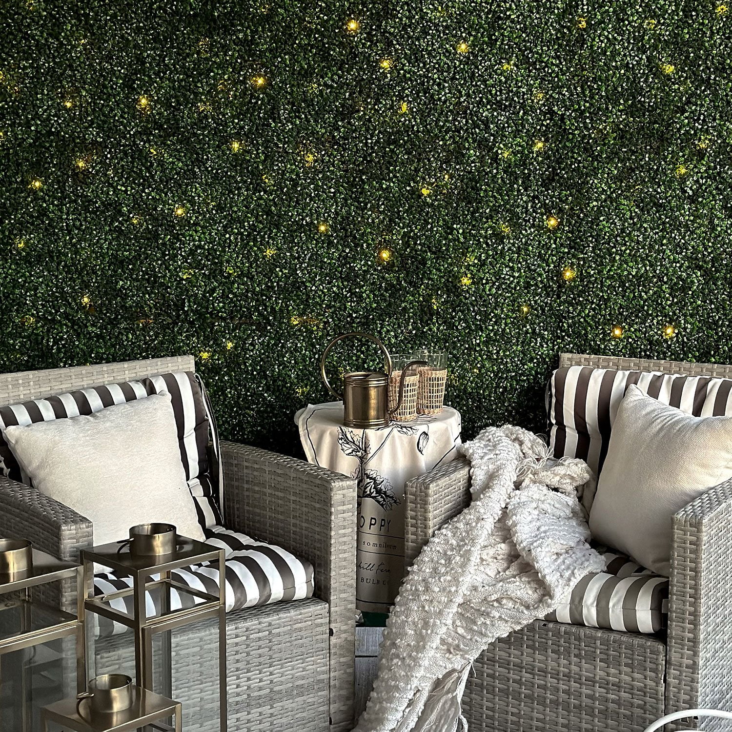 Select Surfaces Artificial Boxwood Hedge Panels With Lights 2 Pack ...