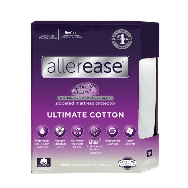 AllerEase Ultimate Protection and Comfort Temperature-Balancing Waterproof Mattress Protector ...