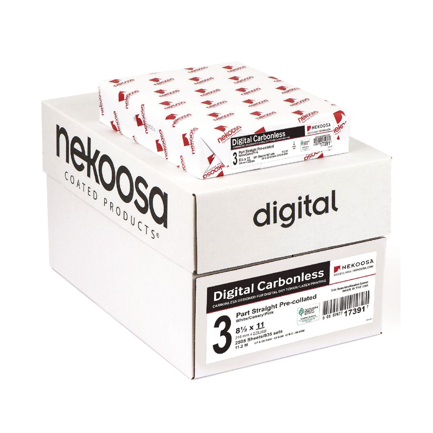 Nekoosa - Fast Pack Digital Carbonless Paper, 3-Part, Straight Sequence ...
