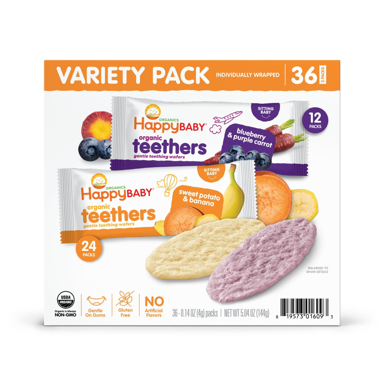 HappyBABY Organics Teething Wafers, Variety Pack, 36 ct. - Samsclub.com