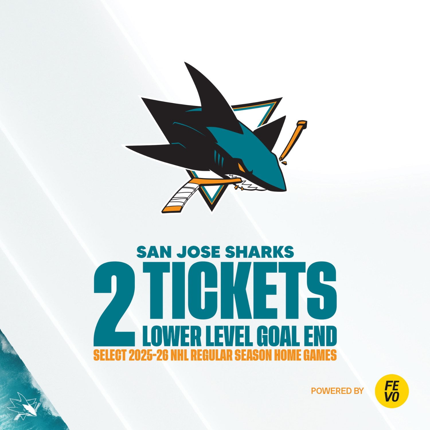 NHL San Jose Sharks, Two (2) Lower Level Goal End Tickets eVoucher ...