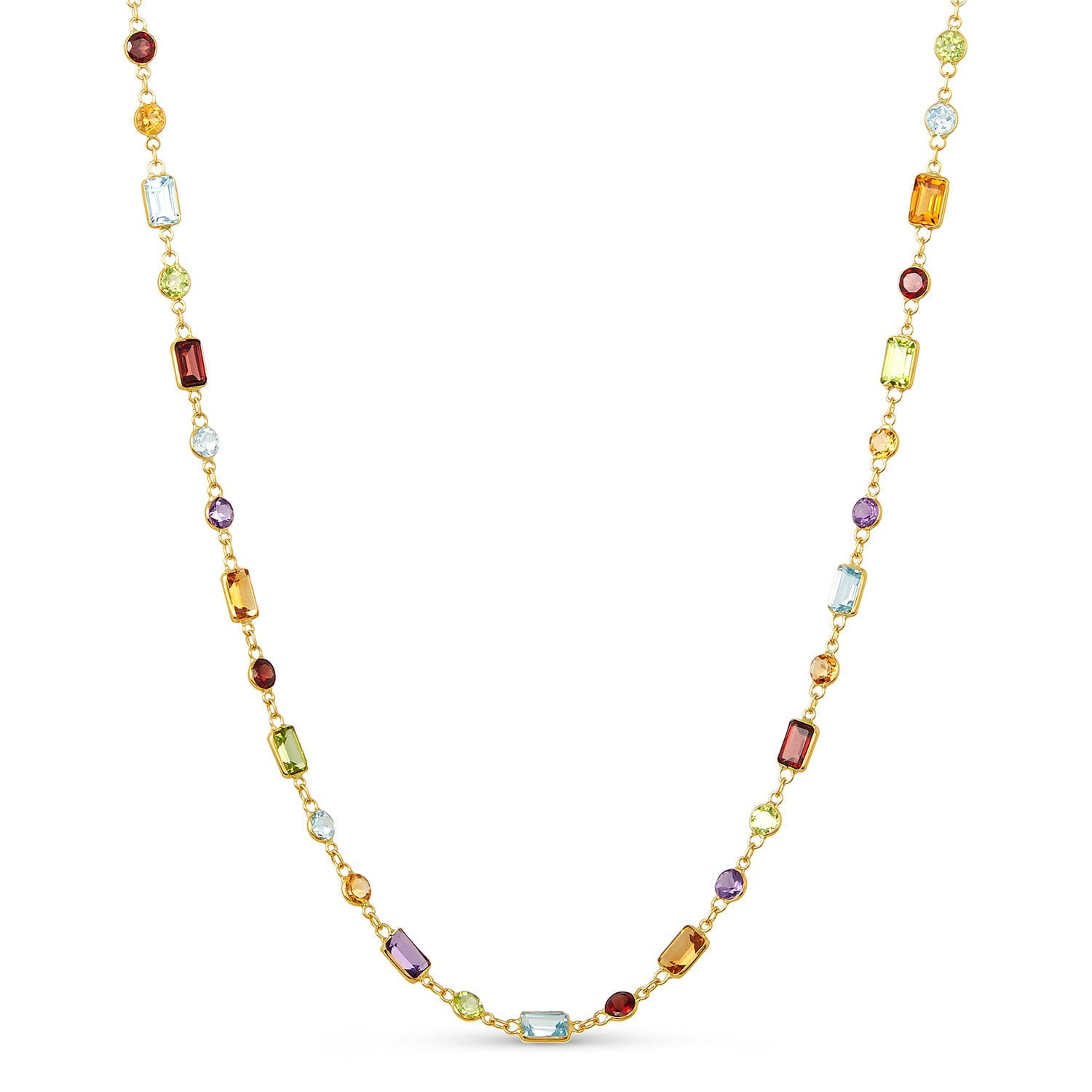 Multi-Gemstone Station Necklace in 14K Gold - Samsclub.com
