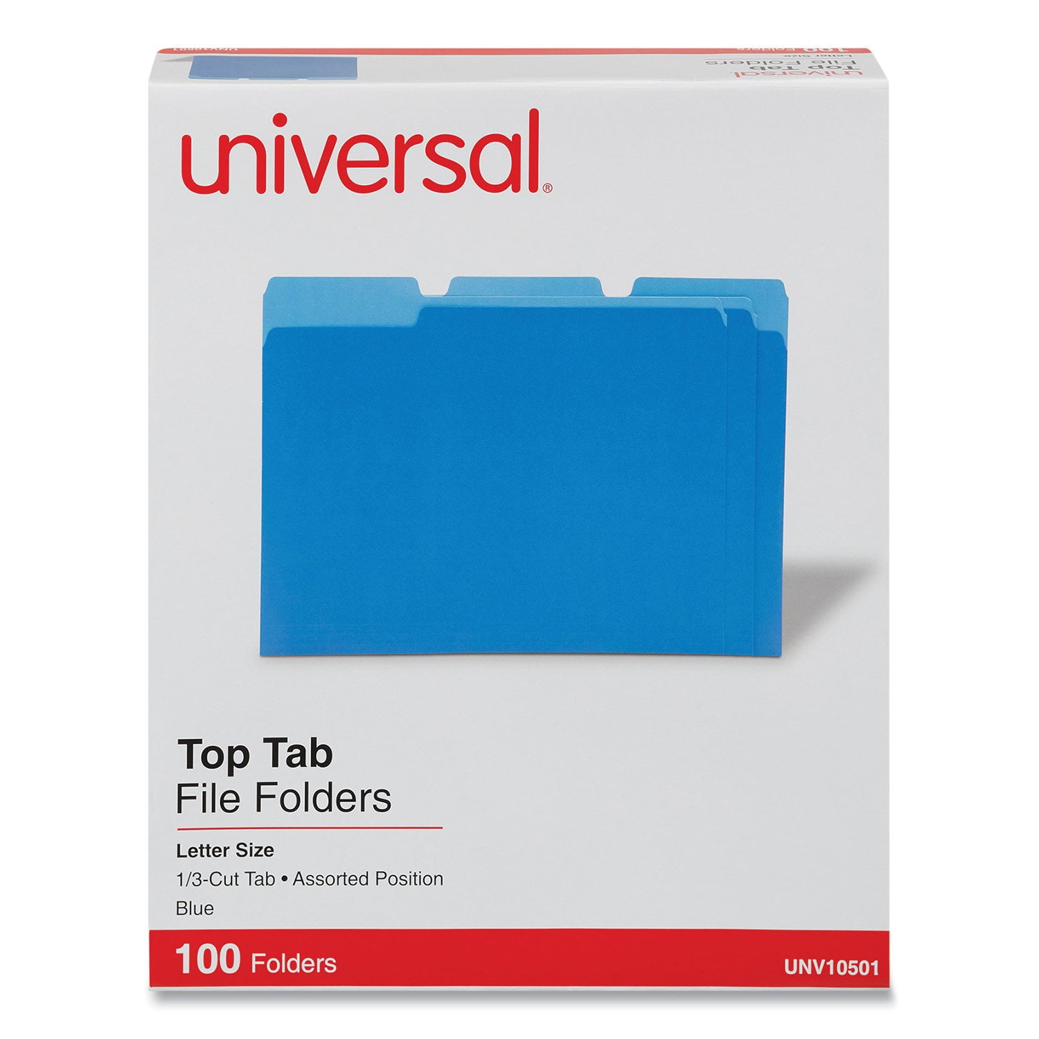 Universal File Folders, 1/3 Cut One-Ply Top Tab, Letter, 100/Box ...