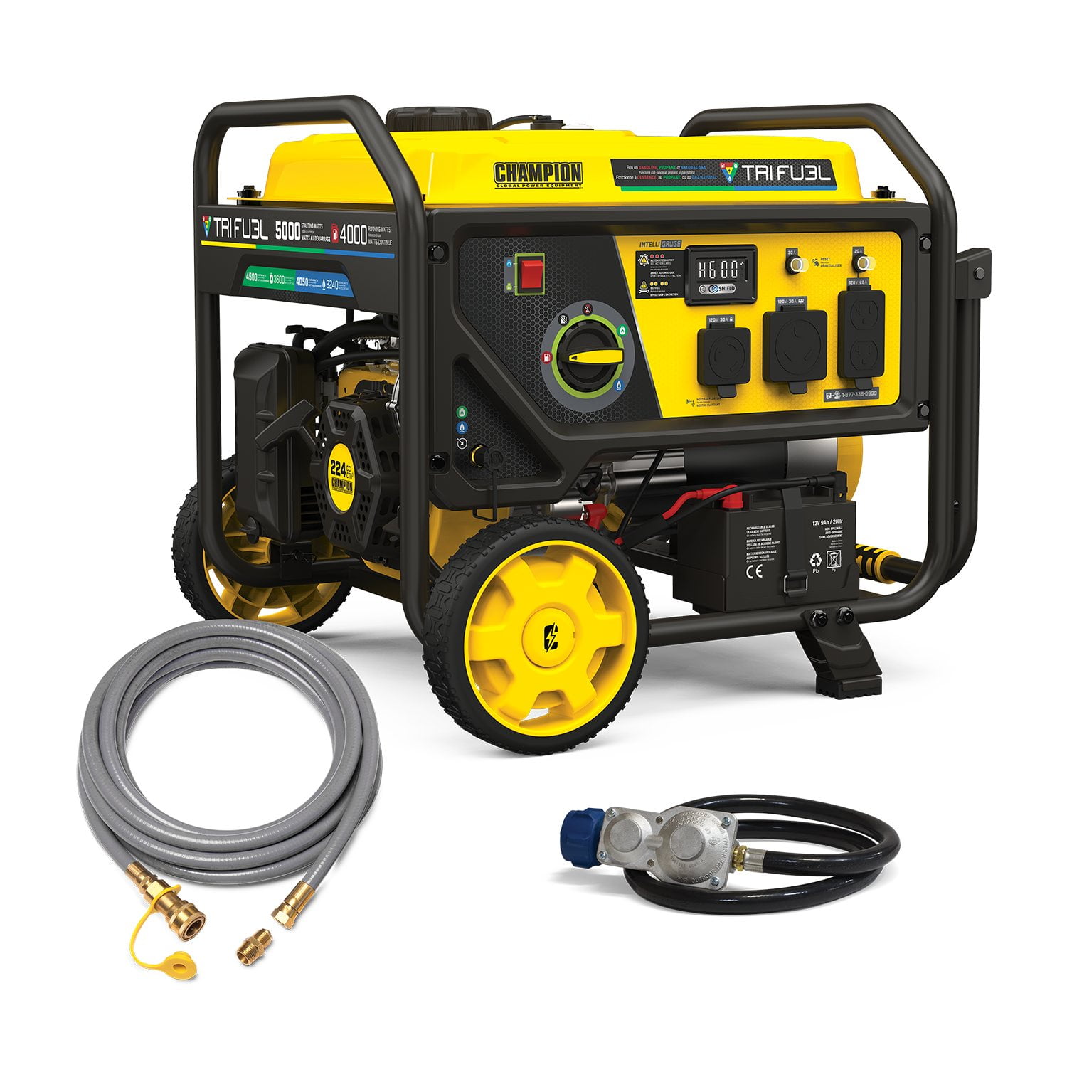4000-Watt Electric Start Tri Fuel RV Ready Portable Generator with CO ...